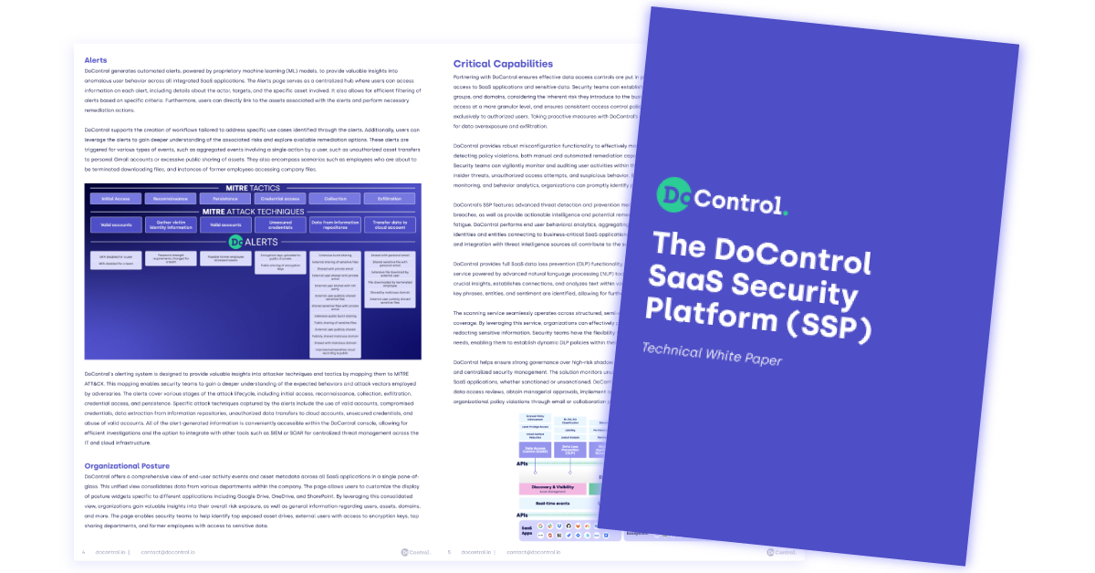 DoControl SaaS Security Platform (SSP) Technical Whitepaper